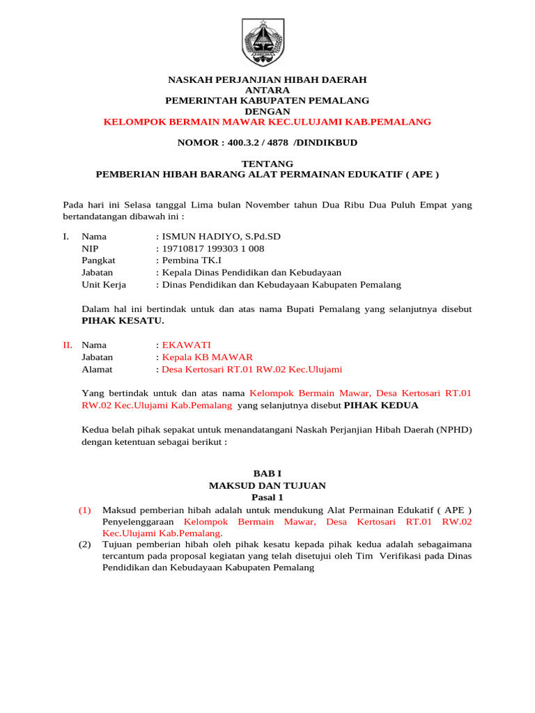 Hibah Alat Permainan Edukatif APE | PDF