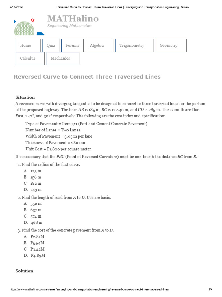 Reversed Curve To Connect Three Traversed Lines - Surveying and ...