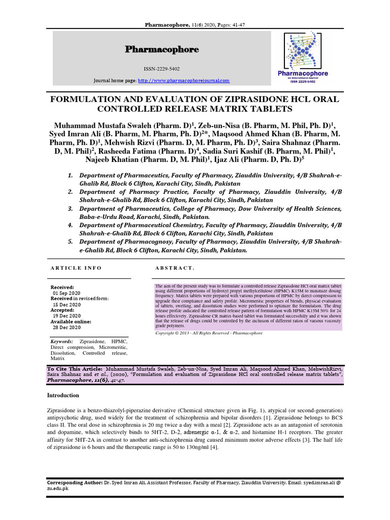 Published Paper in Pharmaco Phore | PDF | Pharmaceutical Formulation ...