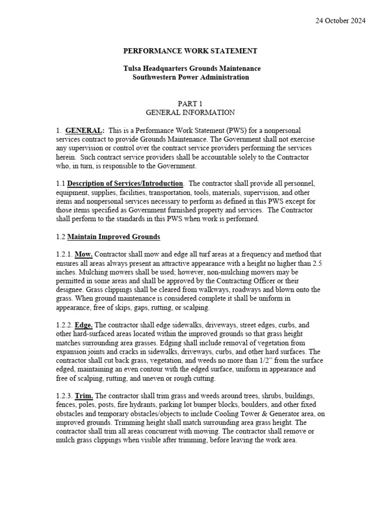 Performance Work Statement | PDF | Pruning | Trees
