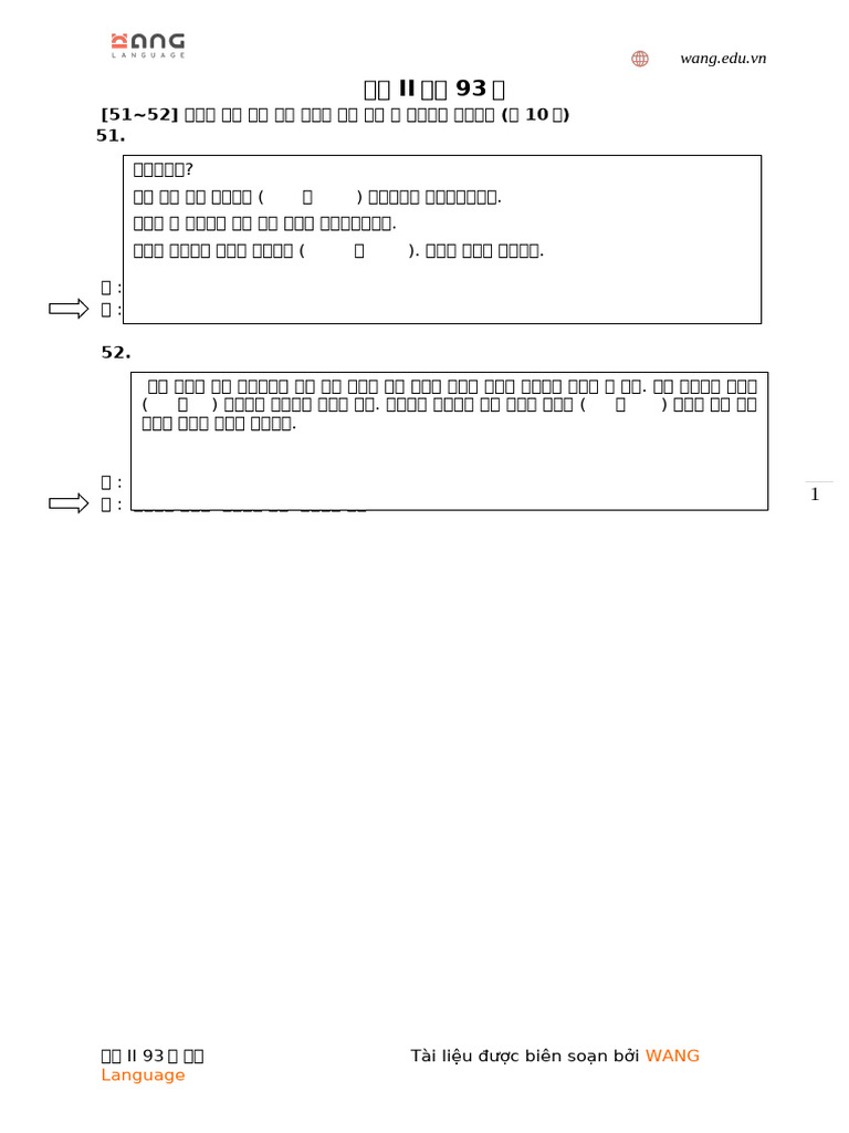 Đề Viết TOPIK kỳ 93 | PDF
