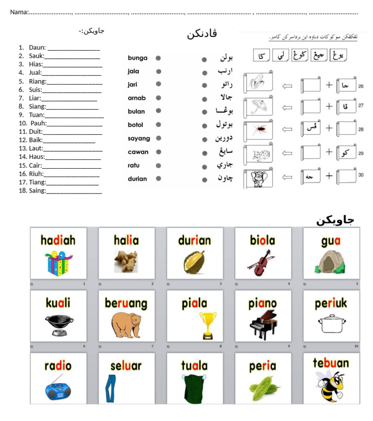 Kuiz Jawi Tahun 2 | PDF