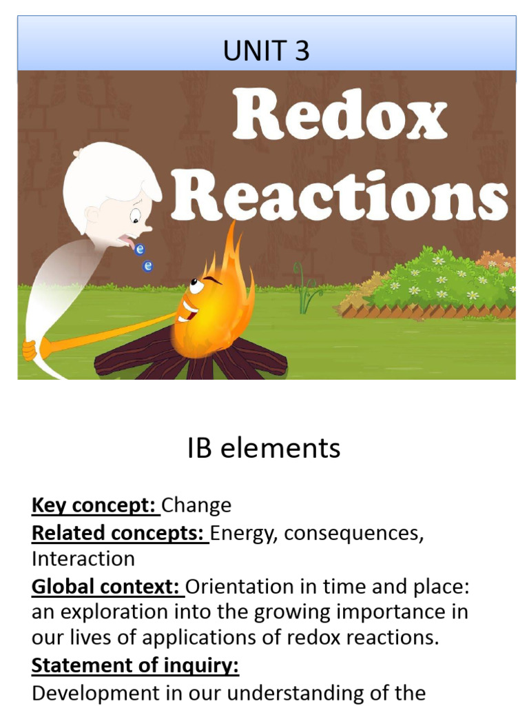 UNIT 3 Redox Reaction | PDF | Redox | Chemical Reactions