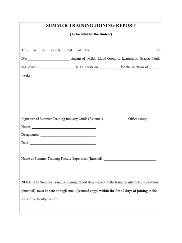 STPR Joining Report - External Guide | PDF