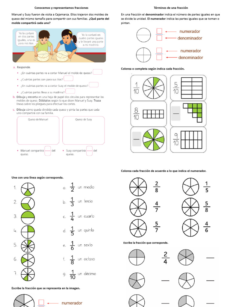 Ficha Conocemos y Representamos Fracciones | PDF