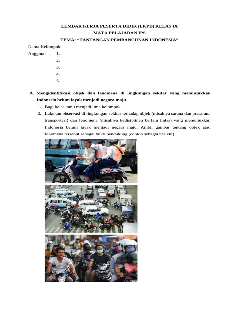 LKPD IPS Kelas 9: Tantangan Pembangunan | PDF