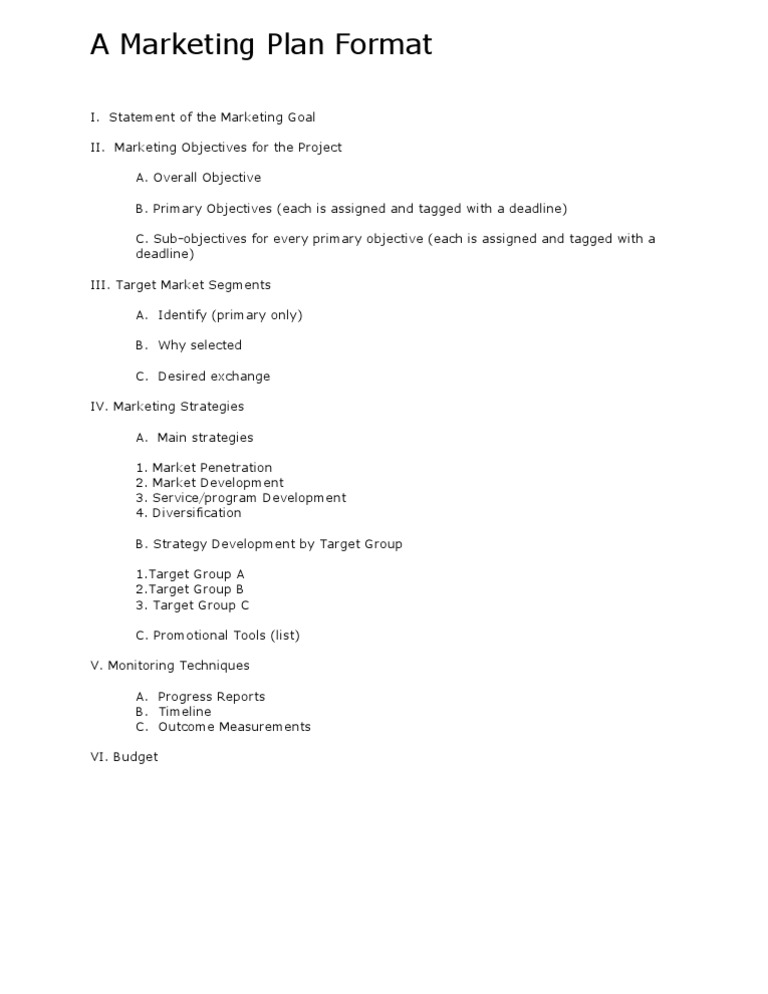 Marketing Plan Structure Guide | PDF | Business