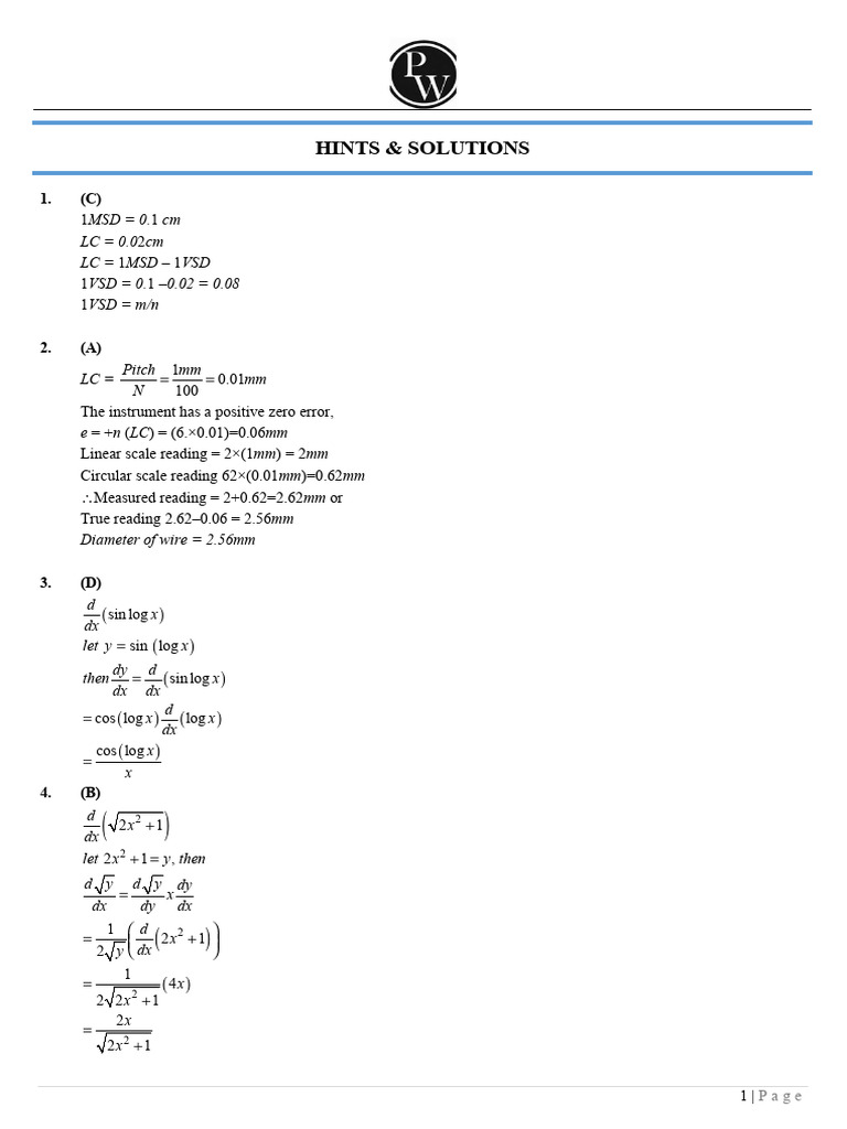 Mathematical Tools, Units, Dimensions and Errors - Solutions | PDF | Metrology | Quantity