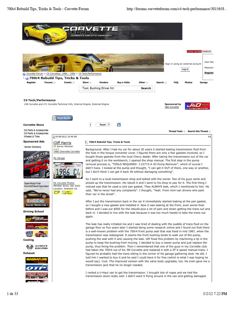 700R4 Transmission Rebuild Guide | PDF | Drill | Manufactured Goods