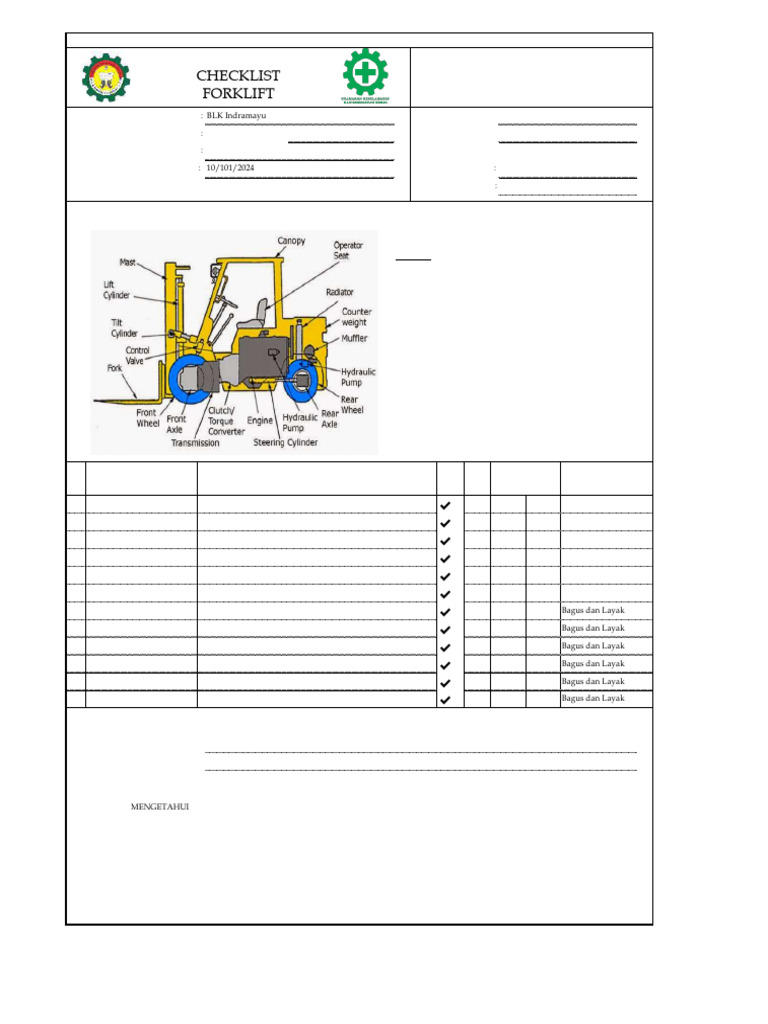 Dian suprapto-FORM CHECKLIST INSPEKSI FORKLIFT | PDF