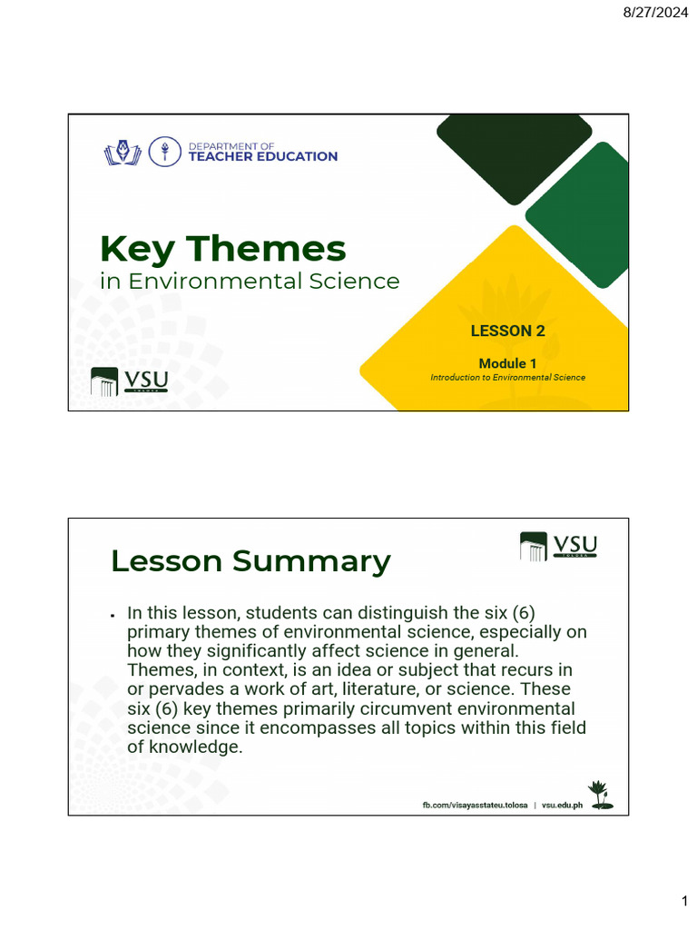 Key Themes in Environmental Science | PDF | Famine | Sustainability