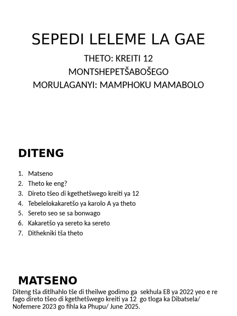 Sepedi HL Poetry | PDF