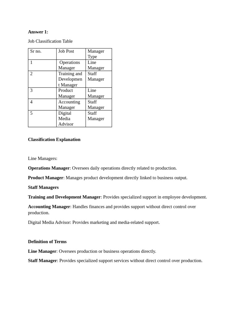 Job Classification Overview: Managers | PDF