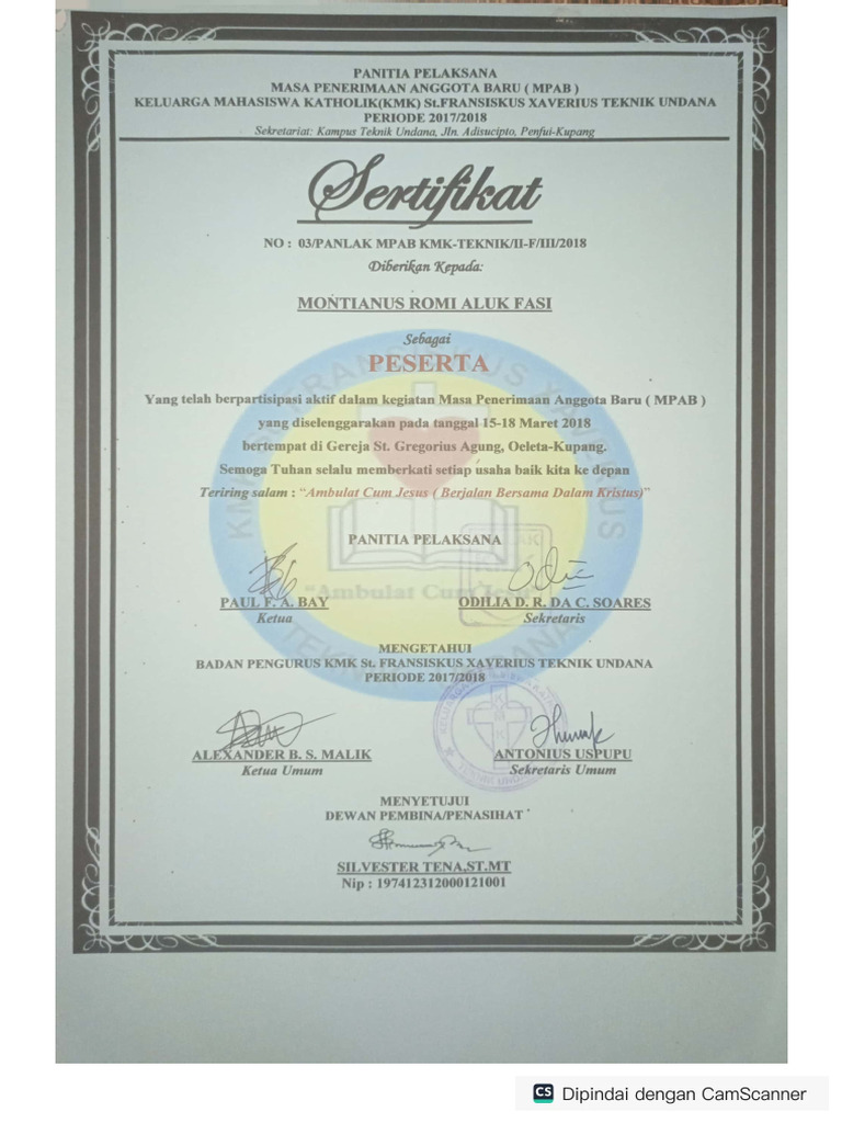 Sertifikat MPAB KMK | PDF