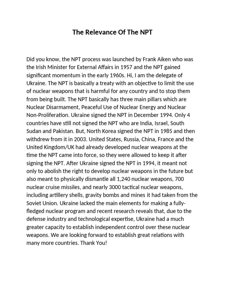 First Official HFS MUN Speech 1 | PDF