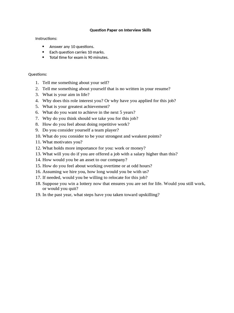 Freshers Interview Questions | PDF | Career & Growth | Self-Improvement