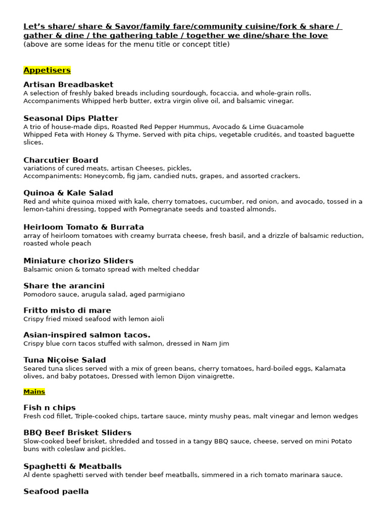 REVO Dinner Menu | PDF | Salad | Desserts