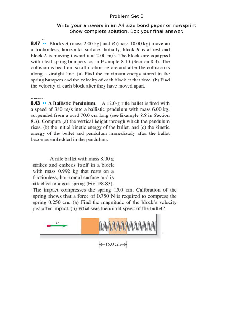 Problem Set 3 Momentum Impulse | PDF