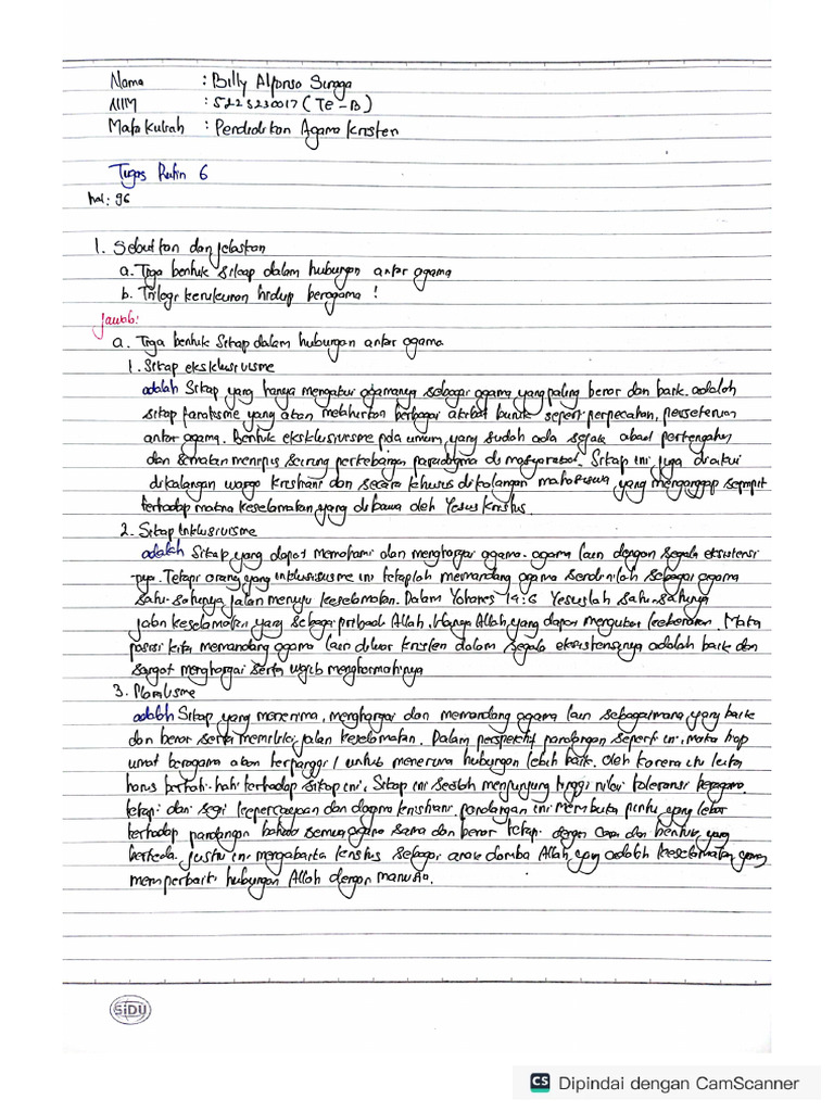 Billy Sinaga TR6 PendAgamaKristen | PDF