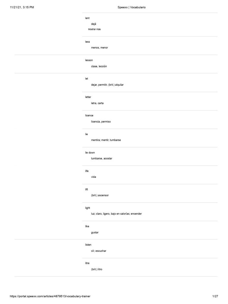 Basic Vocabulary Lent Spain | PDF