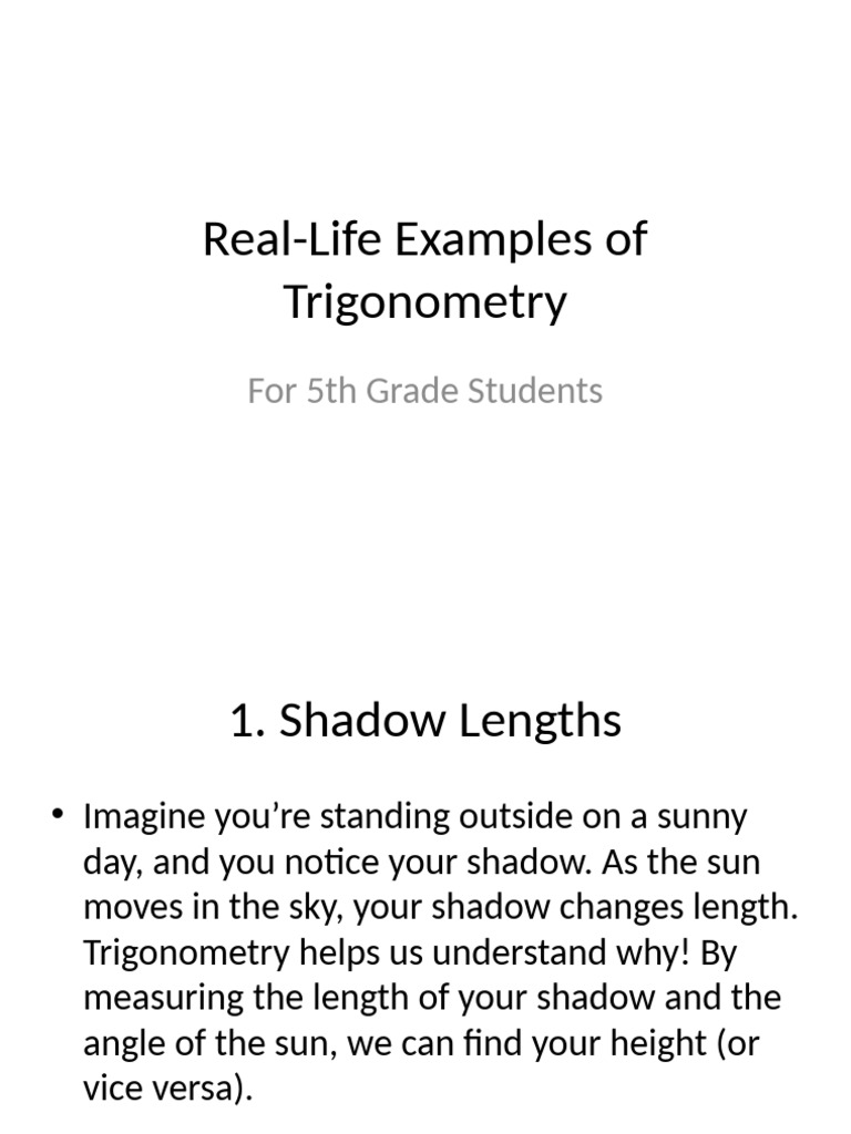 Real Life Examples of Trigonometry For 5th Grade | PDF