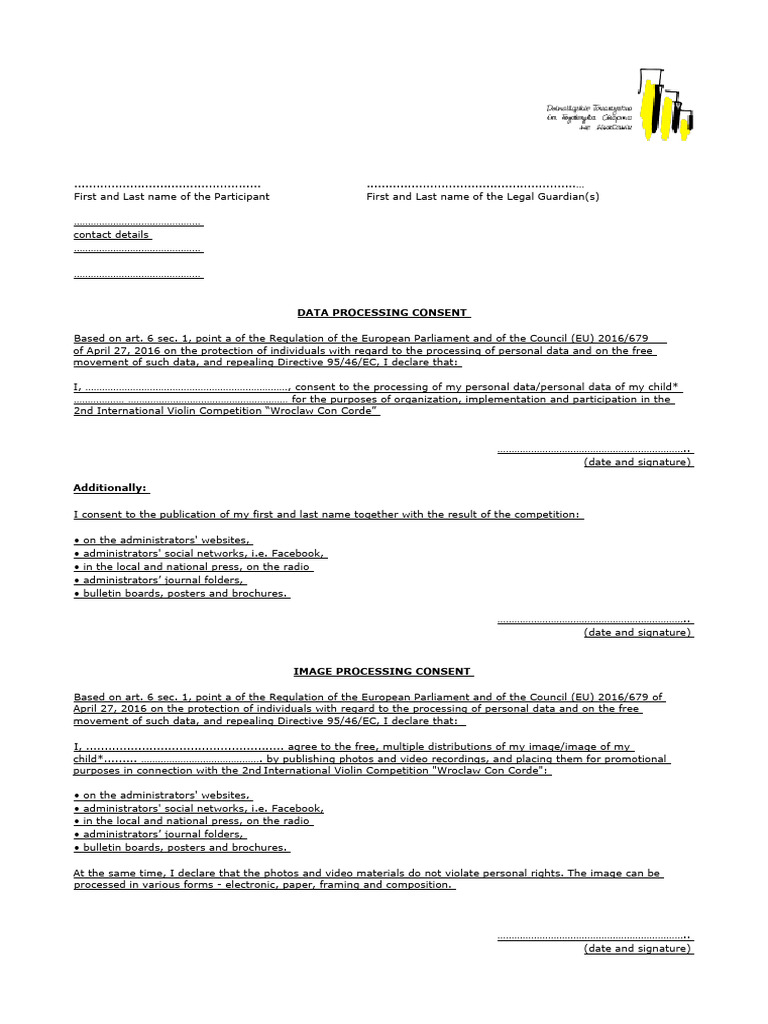 Violin Competition Consent Form | PDF | Justice | Crime & Violence