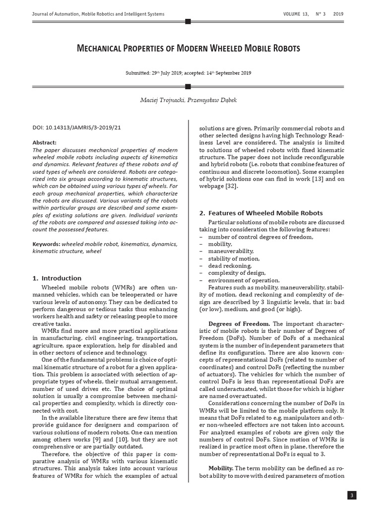 Modern Wheeled Mobile Robots Pdf Rotation Robotics