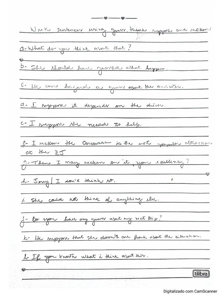 Sentences With Guess, Think, Suppose and Reckon | PDF