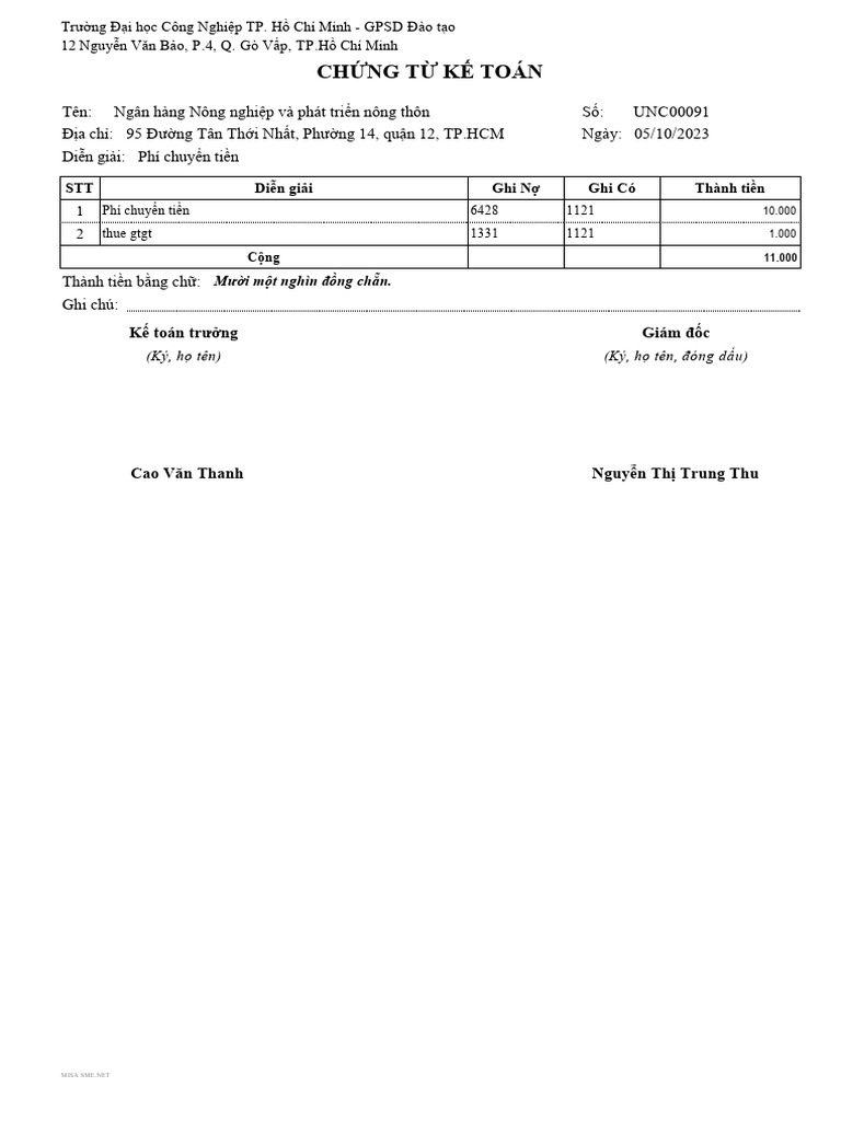 Chung Tu Ke Toan Nv19 | PDF