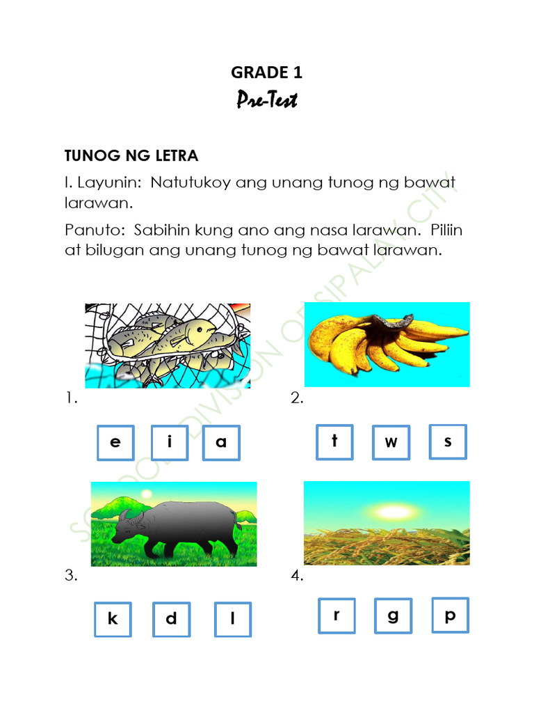 Grade-1 Pretest Midtest Posttest | PDF