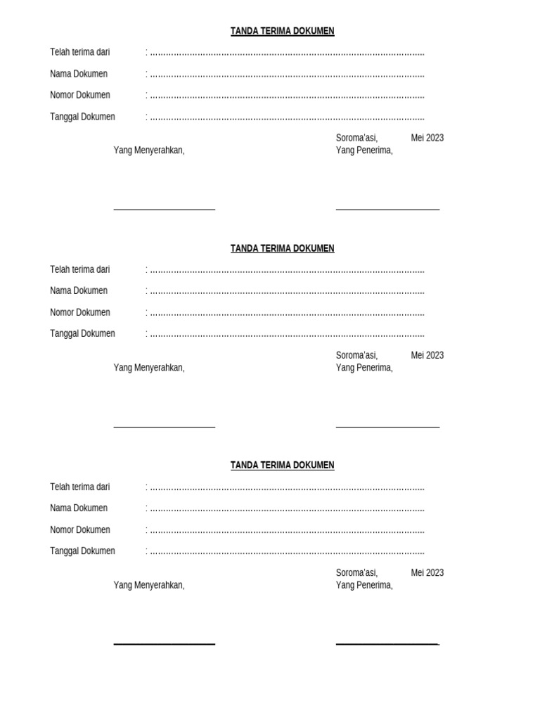 Tanda Terima Dokumen | PDF