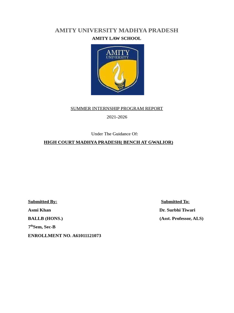 Summer Internship Report | PDF | Legal Guardian | Bail