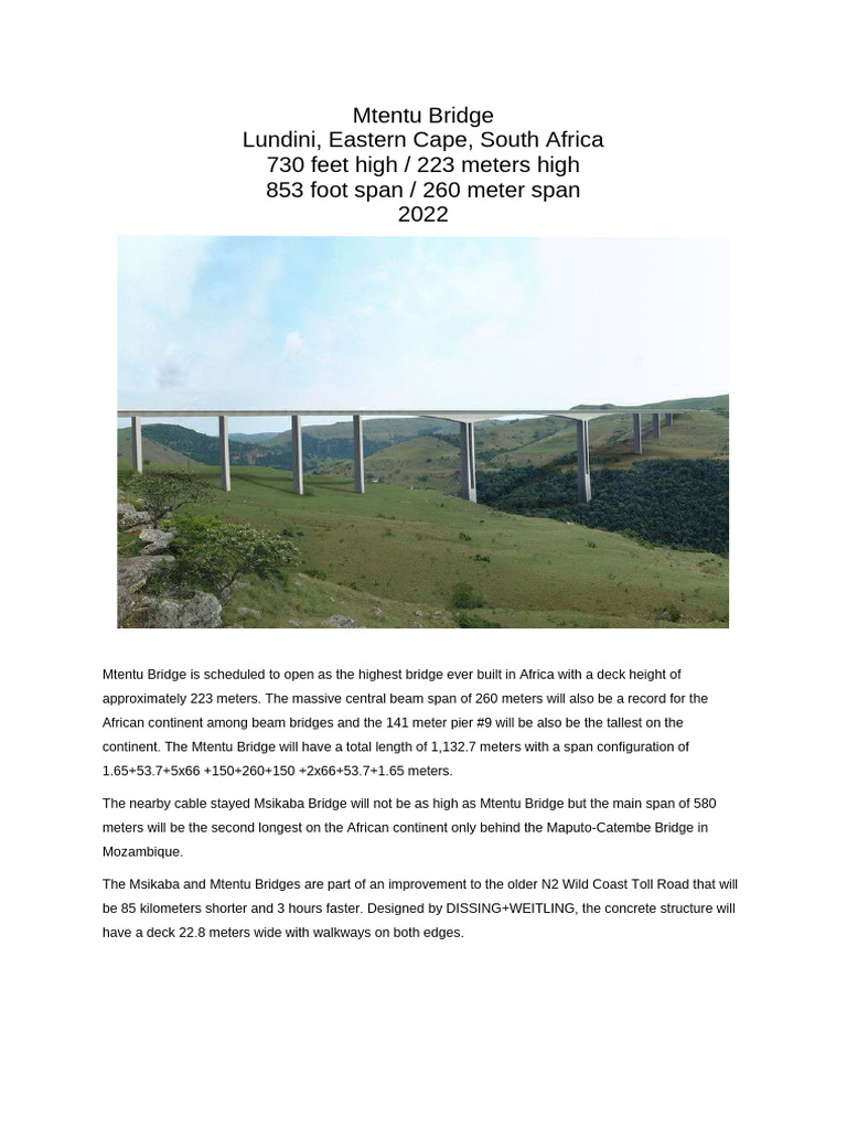 Mtentu Bridge | PDF | Science & Mathematics | Technology & Engineering