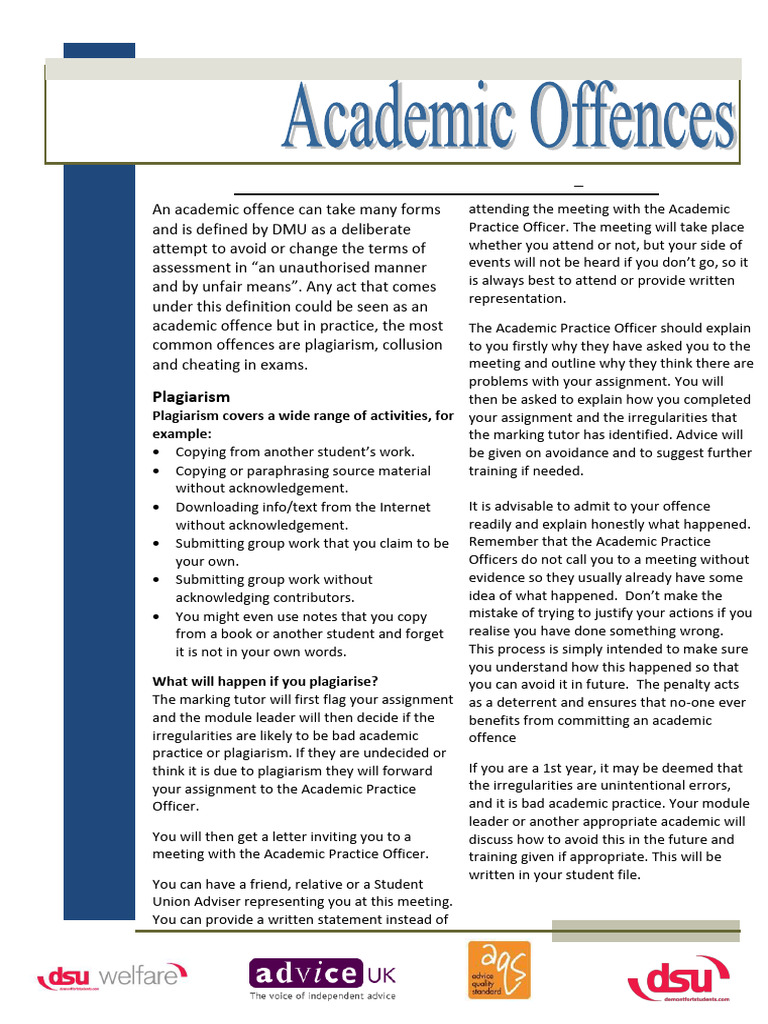 Understanding Academic Offences: Plagiarism, Collusion, Cheating | PDF ...