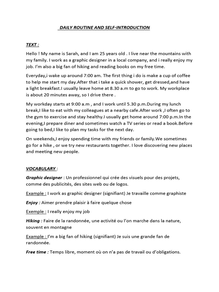 Daily Routine of a Graphic Designer | PDF | Linguistics | Linguistic ...
