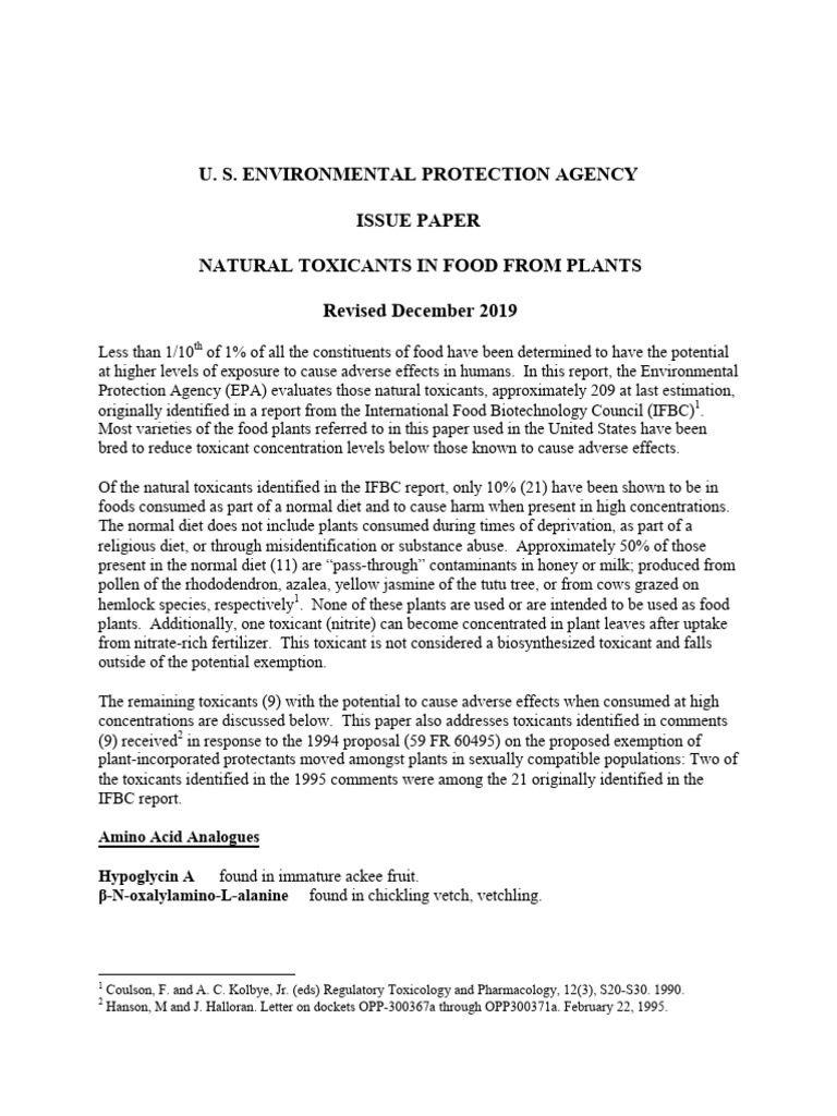 Natural Toxicants in Food From Plants | PDF