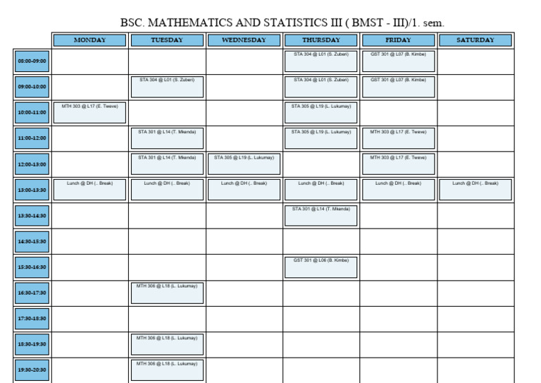 BSc Mathematics and Statistics III Schedule | PDF