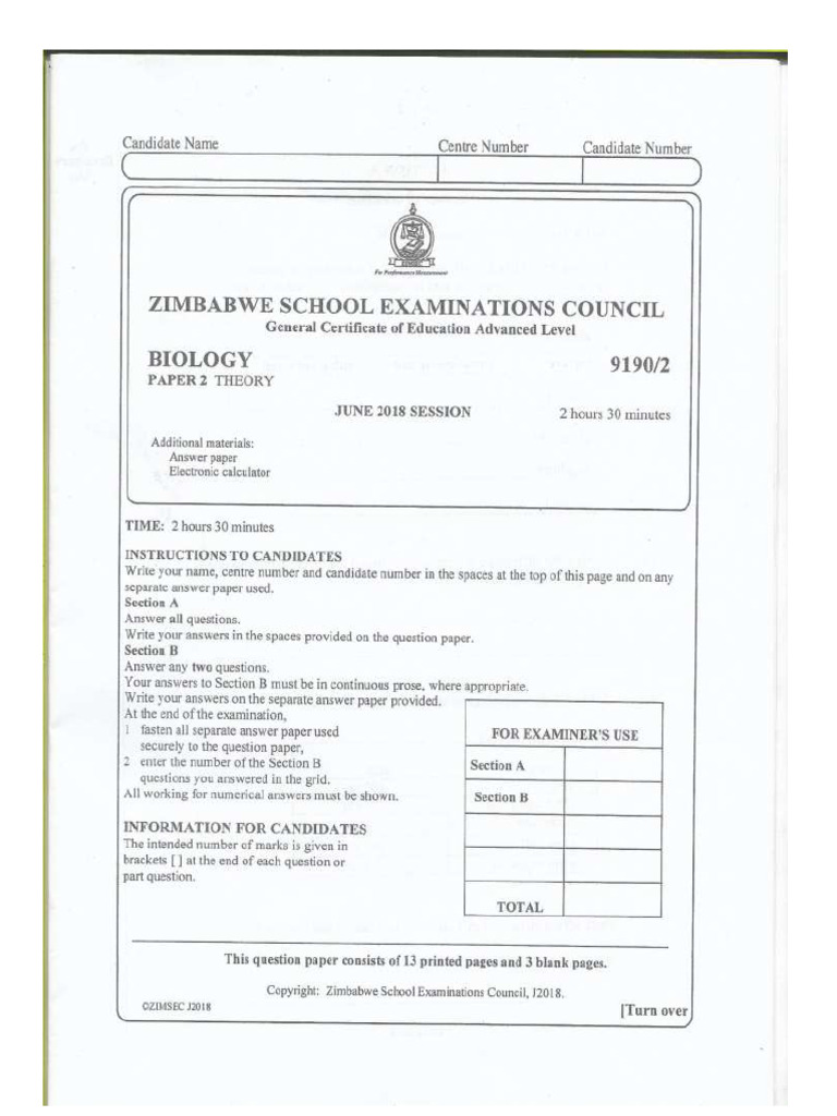 Bio June 2018 p2 | PDF