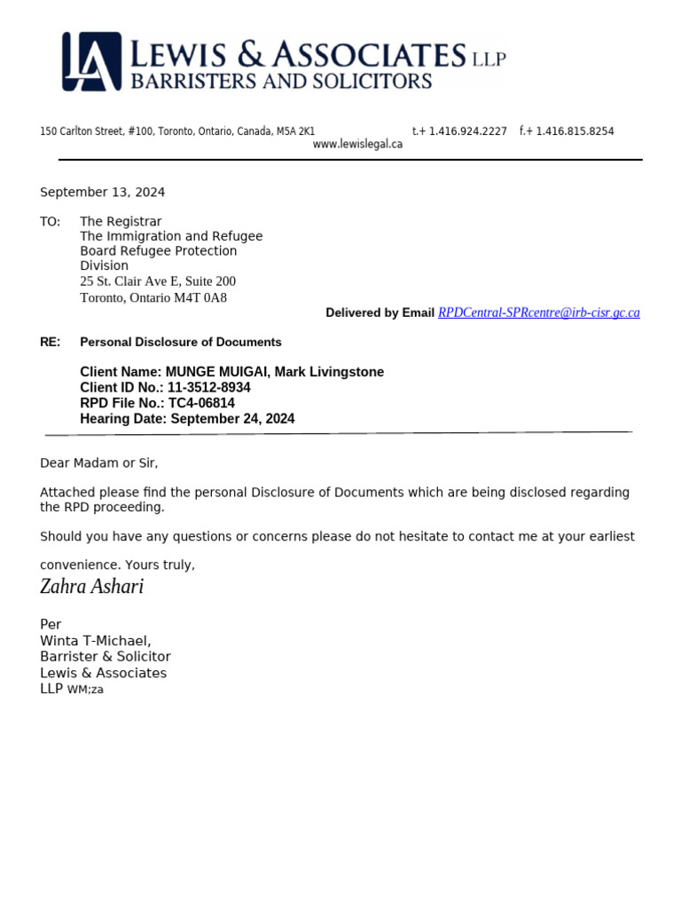 11-3512-8934 - RPD - MUNGE MUIGAI, Mark Livingstone - Personal Disclosure of Documents | PDF ...