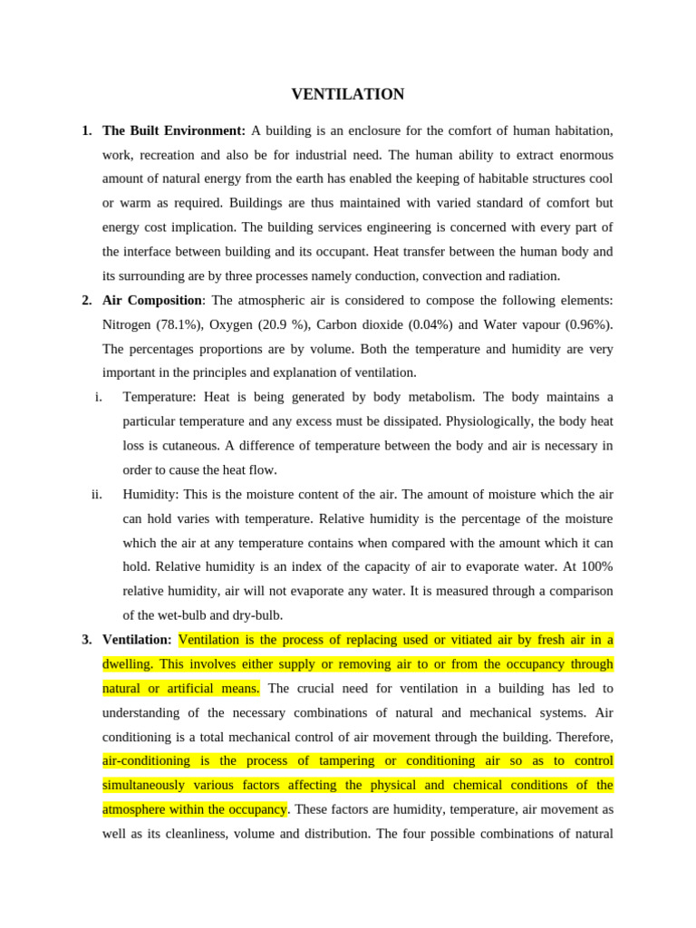 VENTILATION - Worked Examples | PDF | Atmosphere Of Earth | Humidity