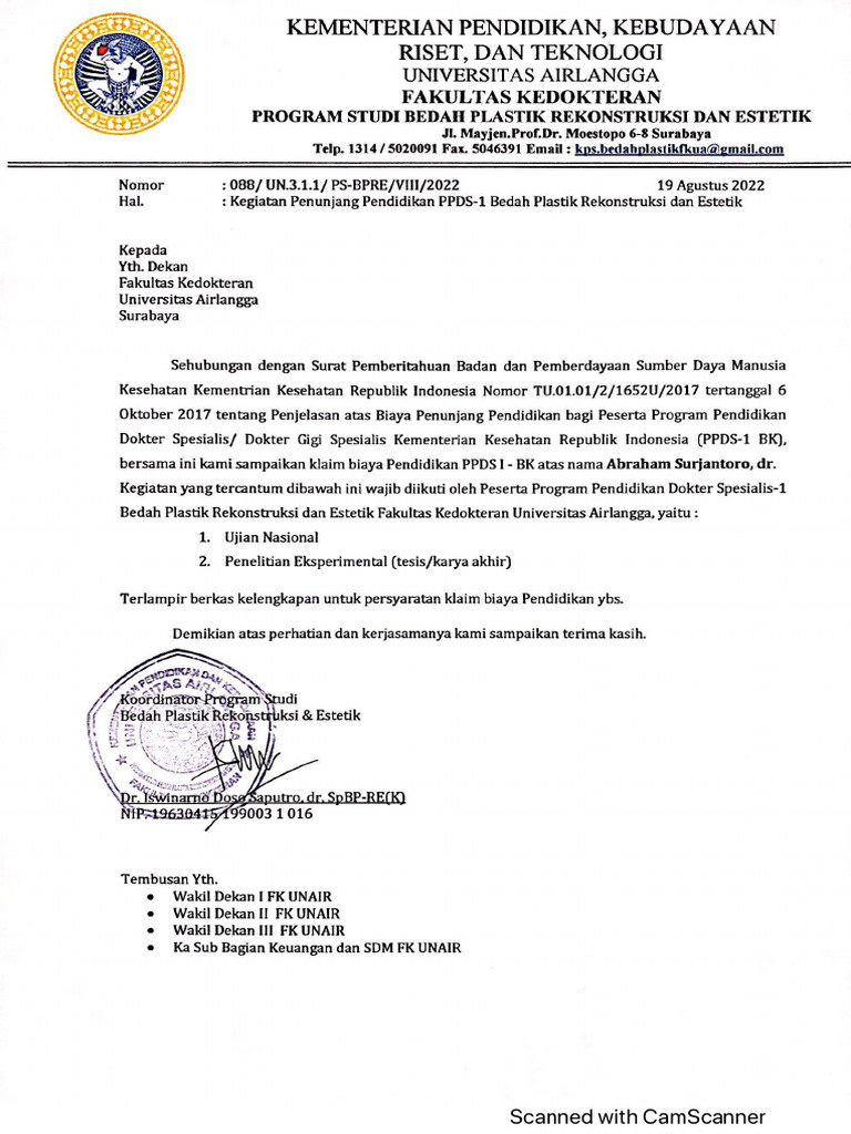 Contoh Pengajuan Beasiswa Ilmiah Kemkes | PDF