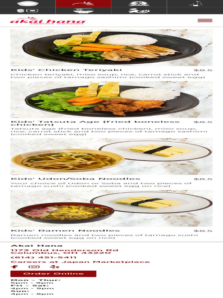 Kids Menu Akai Hana Japan Marketplace | PDF