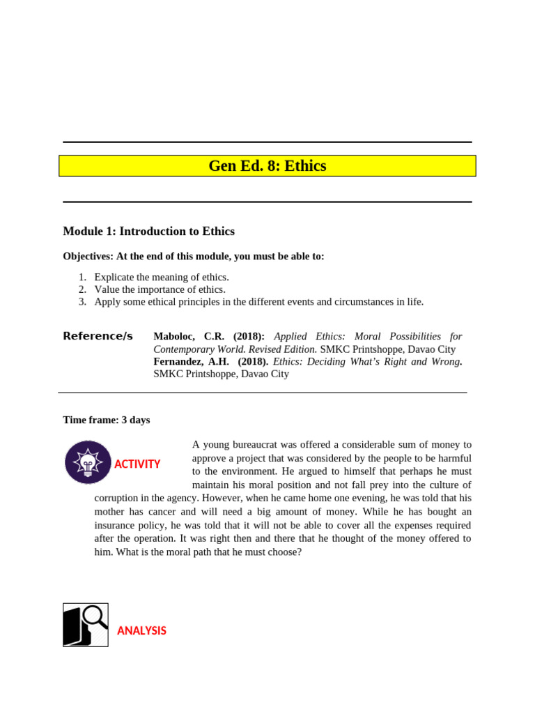 MODULE 1 Introduction-to-Ethics | PDF | Morality | Philosophical Theories
