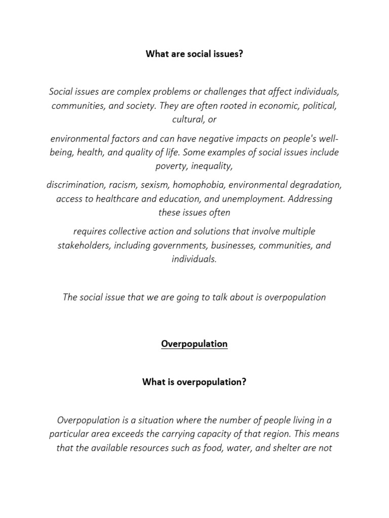 Social Issues | PDF | Human Overpopulation | Family Planning