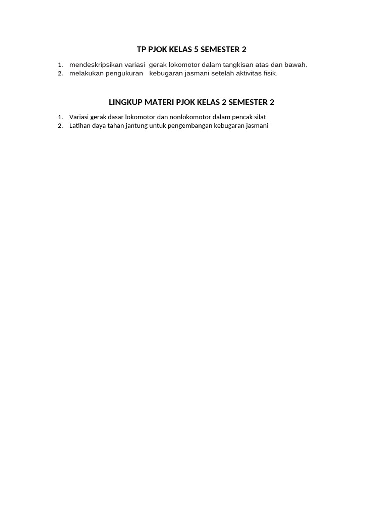 TP Pjok Kelas 5 Semester 2 | PDF