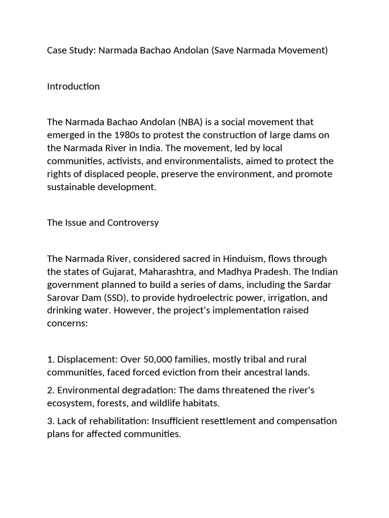 Narmada Bachao Andolan: Key Issues & Impact | PDF | Natural Environment