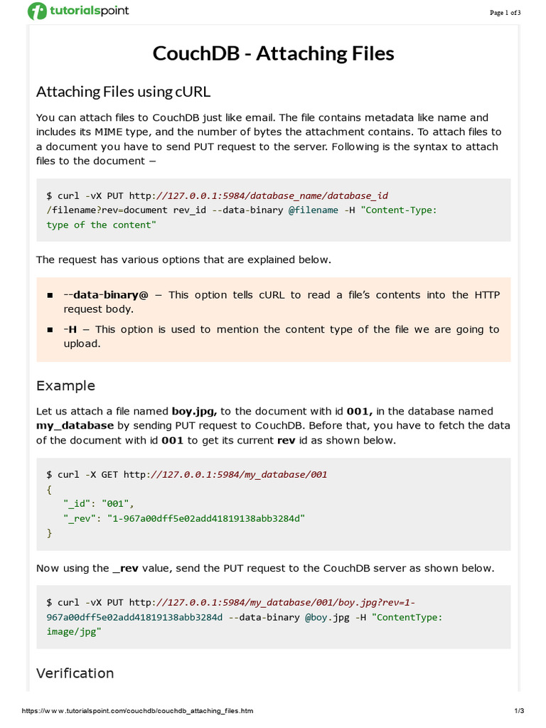CouchDB - Attaching Files | PDF | Computer File | Application Layer Protocols