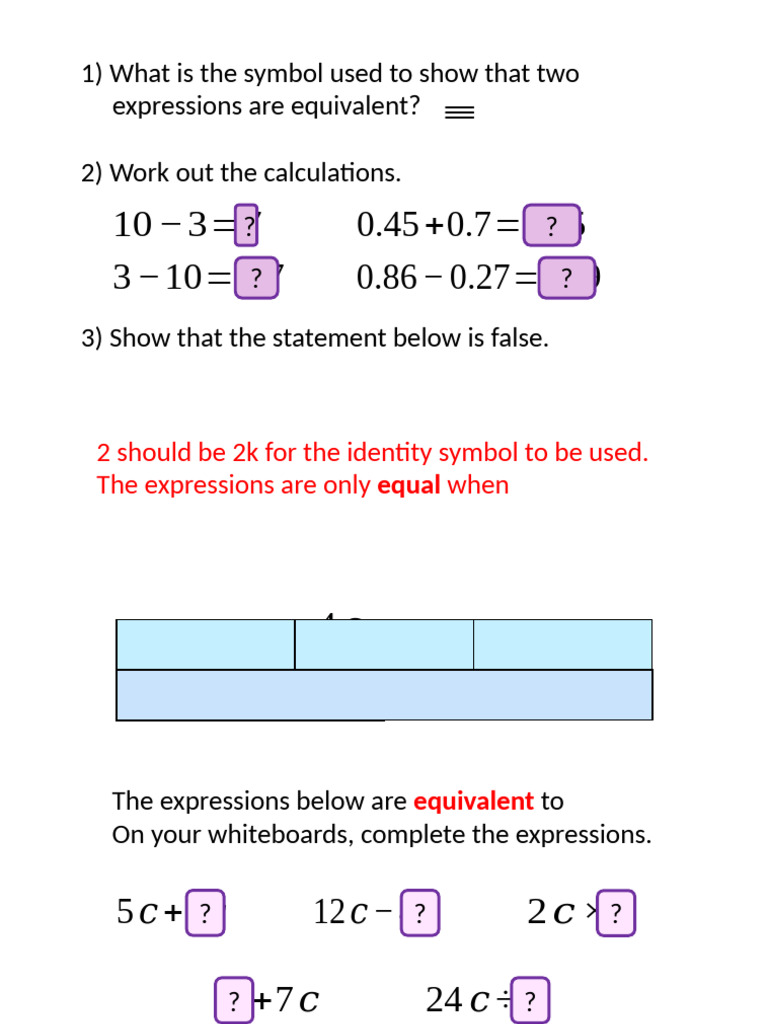 Lesson 16 Equality and Equivalence | PDF