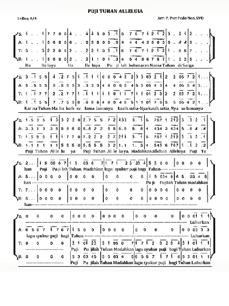 Pujilah Tuhan Alleluya Arr P. Piet Pedo Neo, SVD | PDF