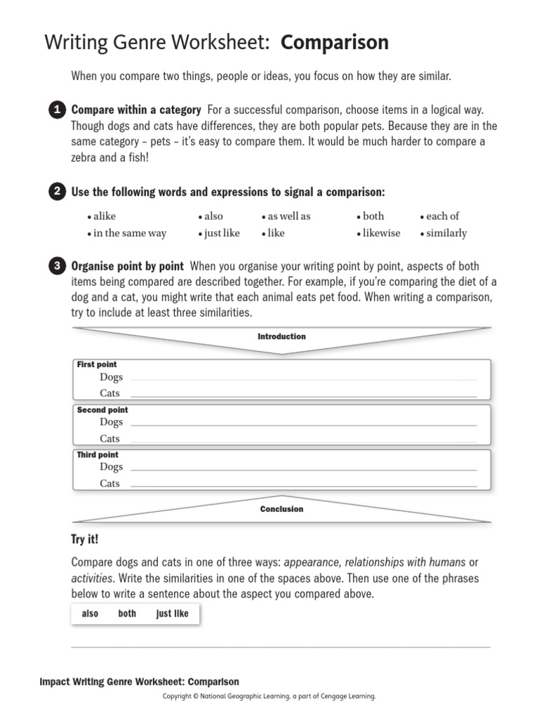 Owi Bre l02 Writing Genre Comparison Worksheet | PDF